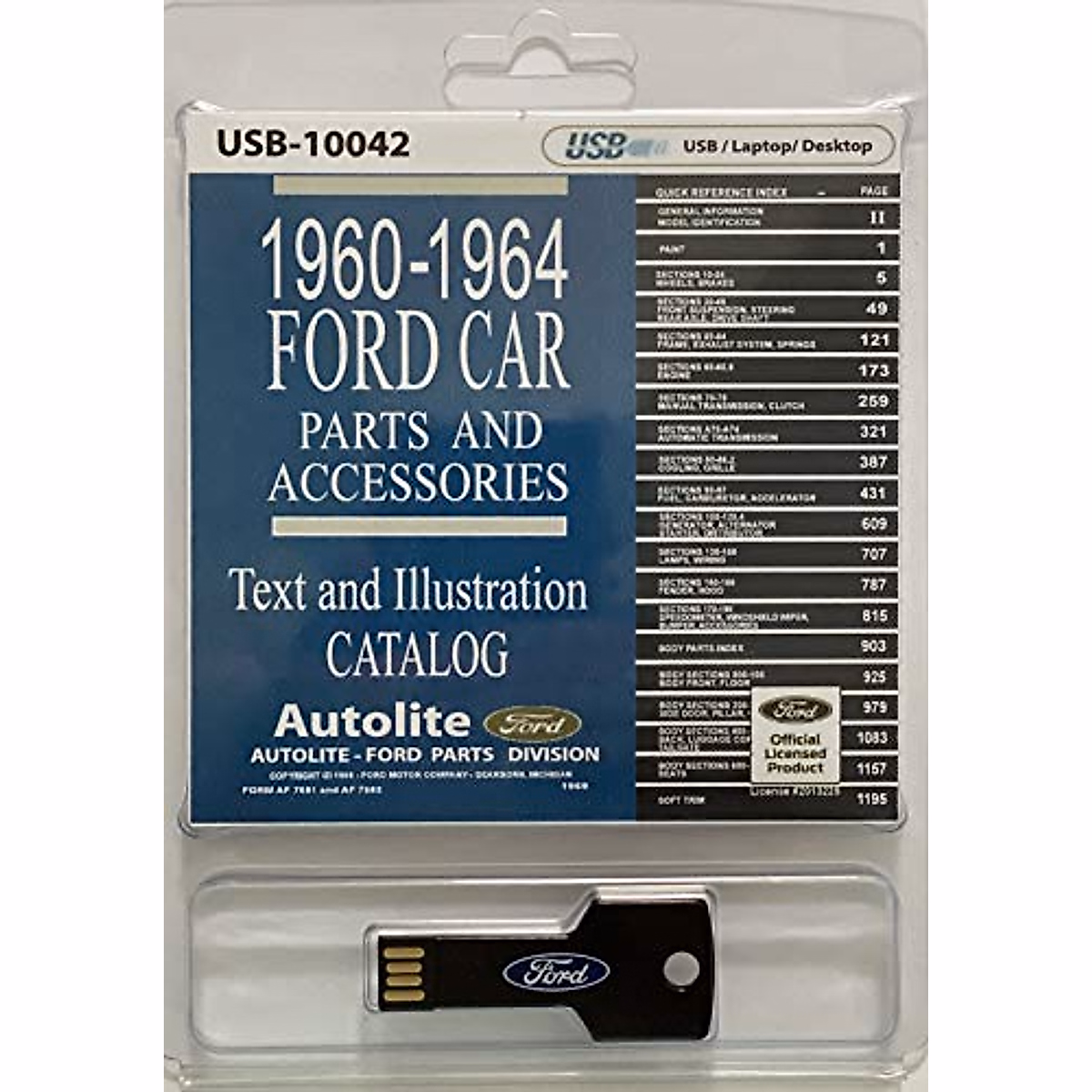 1960-1964 Ford Car Parts and Accessory Catalog (USB)