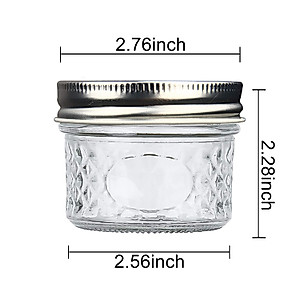 Accguan Mini Mason Glass Canning Jars,4 OZ Jelly Jars With Regular Lids（Silver,Ideal for Honey,Jam,Wedding Favors,Shower Favors,Small Pice Jars 40 PACK