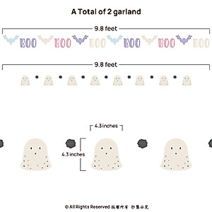 Cheerland Halloween Banners Pastel Bat Boo Ghost Garlands Photo Booth Background Backdrop for Themed Birthday Halloween Party Supplies - Pack of 2