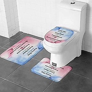 4pcs Christian Bible Verse Bathroom Shower Curtain Sets with Rugs Accessories,Bathroom Curtains Shower Set Bathroom Decor with 12 Hooks,Toilet Lid Cover Sets with Non-Slip Rug Bath Mat
