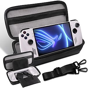 Miimall Case for ROG Ally X 2024 / ROG Ally Carrying Case, EVA Hard Travel-Friendly Large Capacity Case with Portable Strap Storage Carry Case for Asus ROG Ally X / ROG Ally Handheld Accessories Black