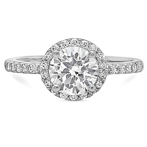 Dazzlingrock Collection 2.10 Carat (ctw) 14K White Cubic Zirconia Ladies Halo Wedding Bridal Engagement Ring 2 CT, White Gold