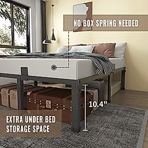 MAF 12 Inch Full Size Bed Frame with Mattress Slide Stopper Black Heavy Duty Metal Platform Bed Frames Steel Slat Support, No Box Spring Needed, Noise Free, Easy Assembly