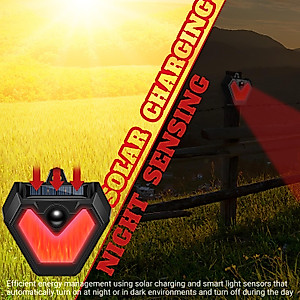 Qualirey 4 Pcs Upgraded Solar Nocturnal Animal Repeller Flickering Flame Outdoor Animal Repellent Motion Activated Coyote Deterrent Light for Skunk Deer Chicken Coop Farm Garden Yard(Red Light)