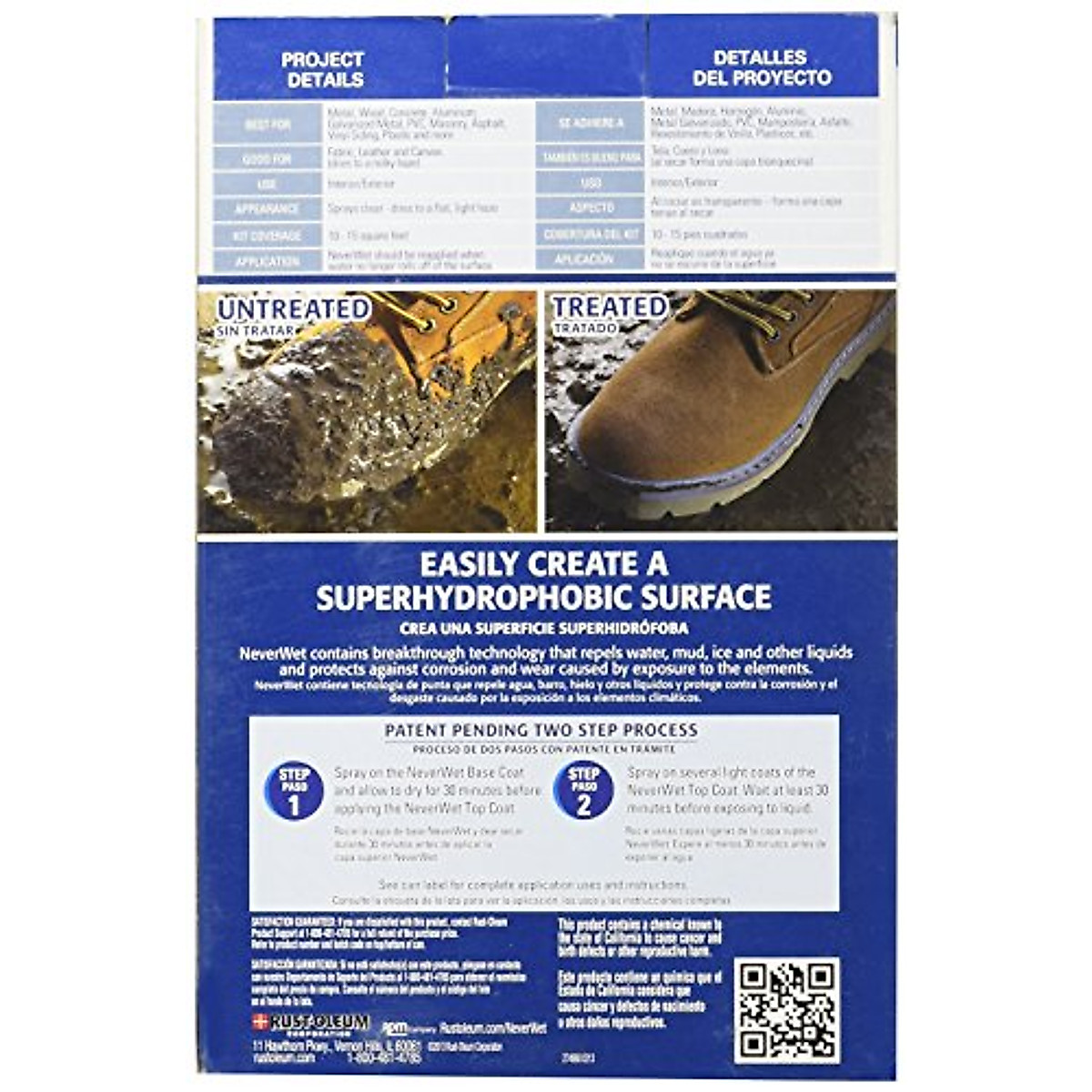 Rust-Oleum 274232 Repelling treatment base coat-9 oz and top-coat 9-oz , Frosted Clear