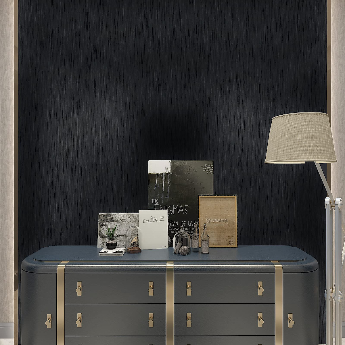 CRE8TIVE Brushed Black Stainless Steel Contact Paper for Appliances 24"x118" Black Peel and Stick Wallpaper Metallic Heat Resistant Waterproof Self Adhesive Vinyl for Kitchen Dishwasher Fridge Cabinet