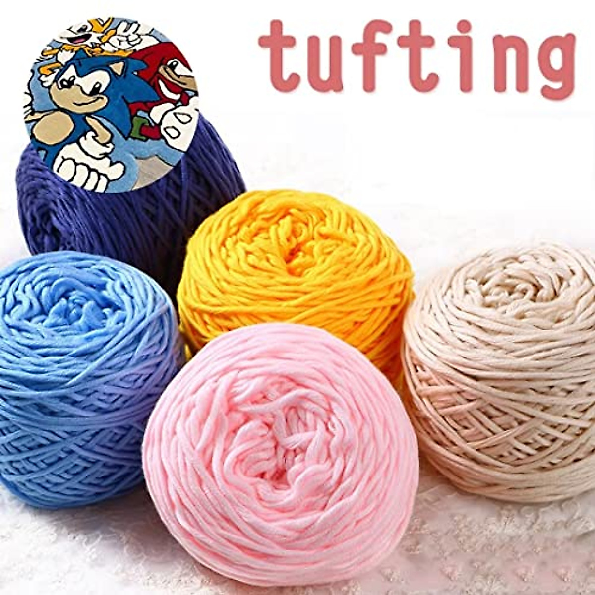 8ply Strands tufting Yarn for tufting Gun Rugs,100m Crocheting Fancy Chunky Cotton ployester Mixed Knitting Yarn,100g Multiple Color Knitting Thread Poke Embroidery Yarn,6 Rolls Set,Customized Color