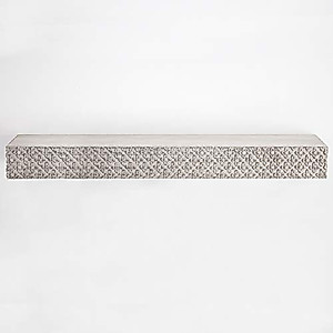 American Art Decor Rustic Wood Embossed Floral Floating Wall Shelf - Greywashed (36 x 9)