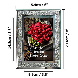 Calenzana 4x6 Picture Frame Sparkle Glass Photo Frames Set for Tabletop, 2 Pack