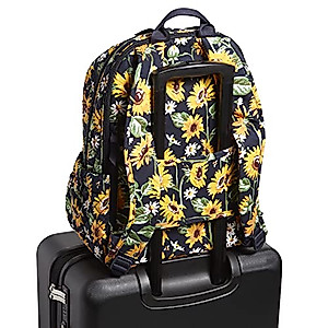 Vera Bradley Campus Backpacks, Black-Recycled Cotton withVera Bradley Bunch Lunch Bag, Sunflowers-Recycled Cotton