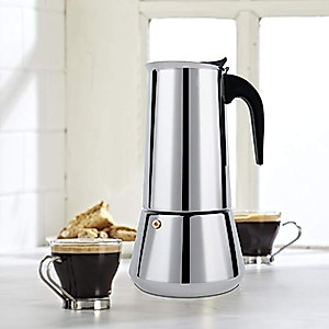 FCUS Stovetop Espresso Maker, 12cup/600ml Greca Coffee Maker Moka Pot, Stainless Steel Italian Classic Espresso Moka Pot, Induction Compatible