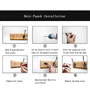 Spotact Wall Mounted Coat Rack Rustic 19.29*2.99*1.97 Inch Wooden Wall Hanger Heavy Duty Hanging Dual Hooks for Jacket Hat Towel Purse Bag for Bedroom Bathroom Entryway (5 Hooks, Cherry Wood Color)