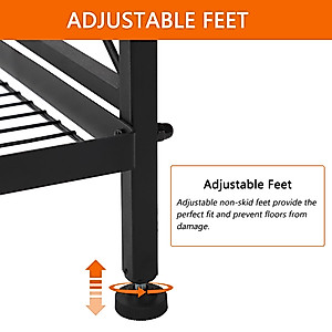 YOHKOH 5 Tier Metal Storage Rack Closet Shelves,Standing Storage Shelf Units for Laundry Bathroom Kitchen Pantry Closet(Black,17.0L x 12.9W x 53.3H)