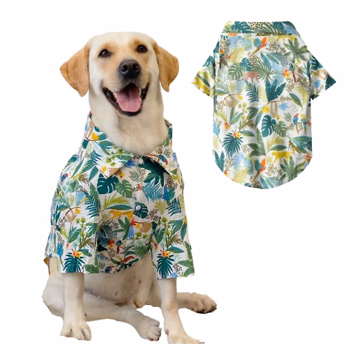 Harikaji Dog Hawaiian Shirt, Summer Pet Clothes Large Dog Cool Costume Beach T-Shirt for Medium Large Dog(White,6XL)