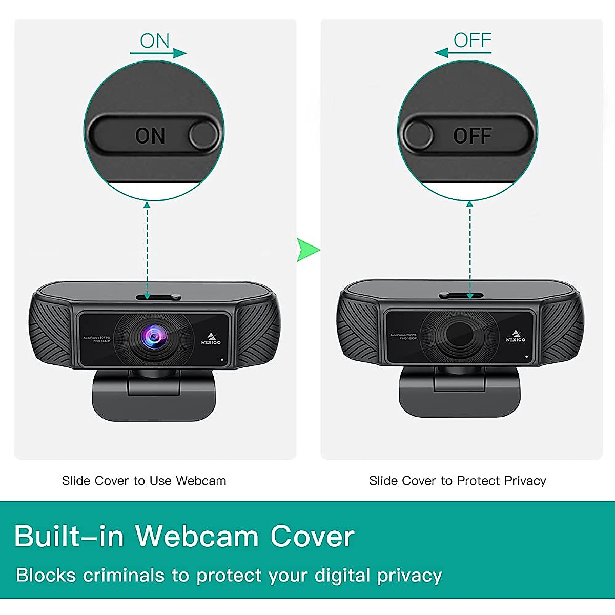 NexiGo N680 1080P Business Webcam with Microphone, Software and Privacy Cover, AutoFocus, Streaming USB Web Camera, for Online Class, Zoom Meeting Skype Facetime Teams, PC Mac Laptop Desktop