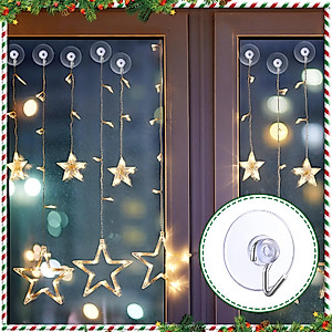 100 Pcs Christmas Mini Suction Cup Hooks for Glass Window 0.87 Inch Christmas Window Suction Cups with Hooks Removable Clear Plastic String Lights Suction Cup for Hanging Xmas Holiday Shower Kitchen