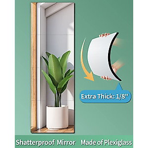 Unstoppable wall mounted full length mirror, full body mirror, child safety shatterproof mirror, thick 1/8 inch 10" x 40"(10"x10"x4Pcs) home gym fitness mirror, acrylic plastic bedroom mirror