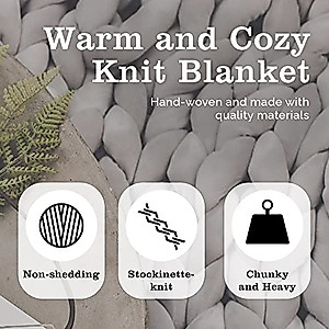 COLEYBEAR Chunky Knit Blanket, Super Soft and Warm Non-Shedding Knitted Blanket, Luxe Stockinette Knit Chunky Blanket, 14 Pounds, 38 Inches x 75 Inches, Twin Size, Light Gray