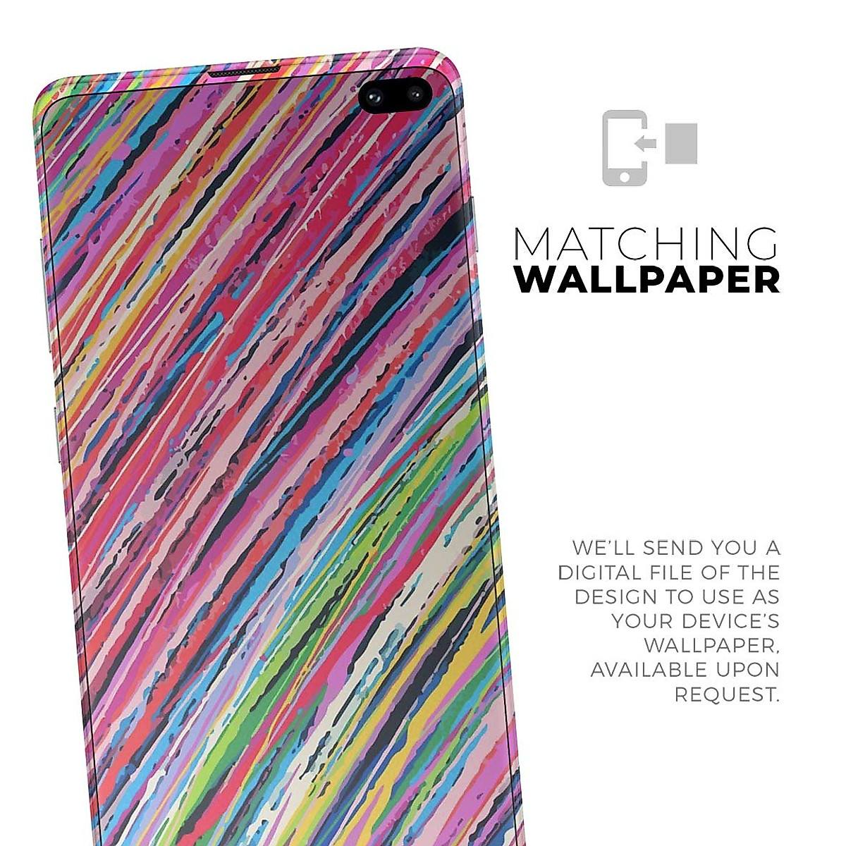 DesignSkinz Abstract Color Strokes Protective Vinyl Decal Wrap Skin Cover Compatible with The Samsung Galaxy S20 (Screen Trim & Back Glass Skin)