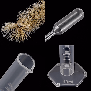 uxcell Plastic Graduated Cylinder, 10ml Measuring Cylinder with 10 Transfer Pipettes and 1 Brush, 16in1 Set for Science Lab