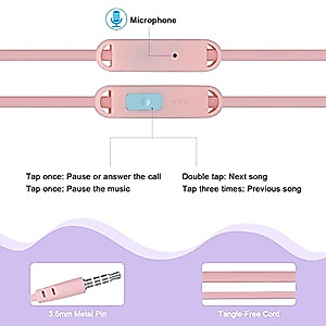 QearFun Cat Earbuds for Kids, Kawakii Wired Earbud & in-Ear Headphones Gift for School Girls and Boys with Microphone and Lovely Earphones Storage Case(Pink)