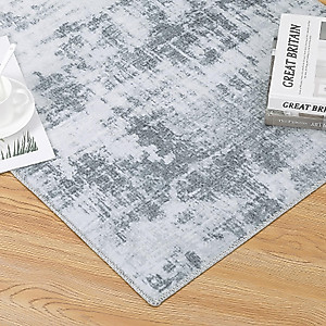 GarveeHome 8x10 Area Rug Modern Abstract Machine Washable Area Rug for Living Room Contemporary Throw Carpet Non-Slip Stain Resistant Accent Rug Floor Cover for Home Decor, Grey