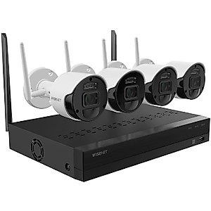 Wisenet SNK-B73047BW 4 Channel 1080p Wi-Fi NVR Surveillance System with 1TB HD, 4 Bullet Cameras 1080p Dual Antenna Indoor/Outdoor Cameras