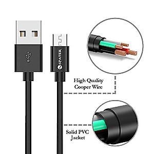 Spater Micro USB Sync Cable for Samsung, HTC, Motorola, Nokia, Android, and More (5 Pack) (Black)