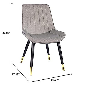 GIA Retro Armless Upholstered Side Dining Chair with Vegan Leather, Gray,Qty of 1
