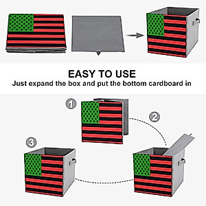 African American Flag Large Cubes Storage Bins Collapsible Canvas Storage Box Closet Organizers for Shelves
