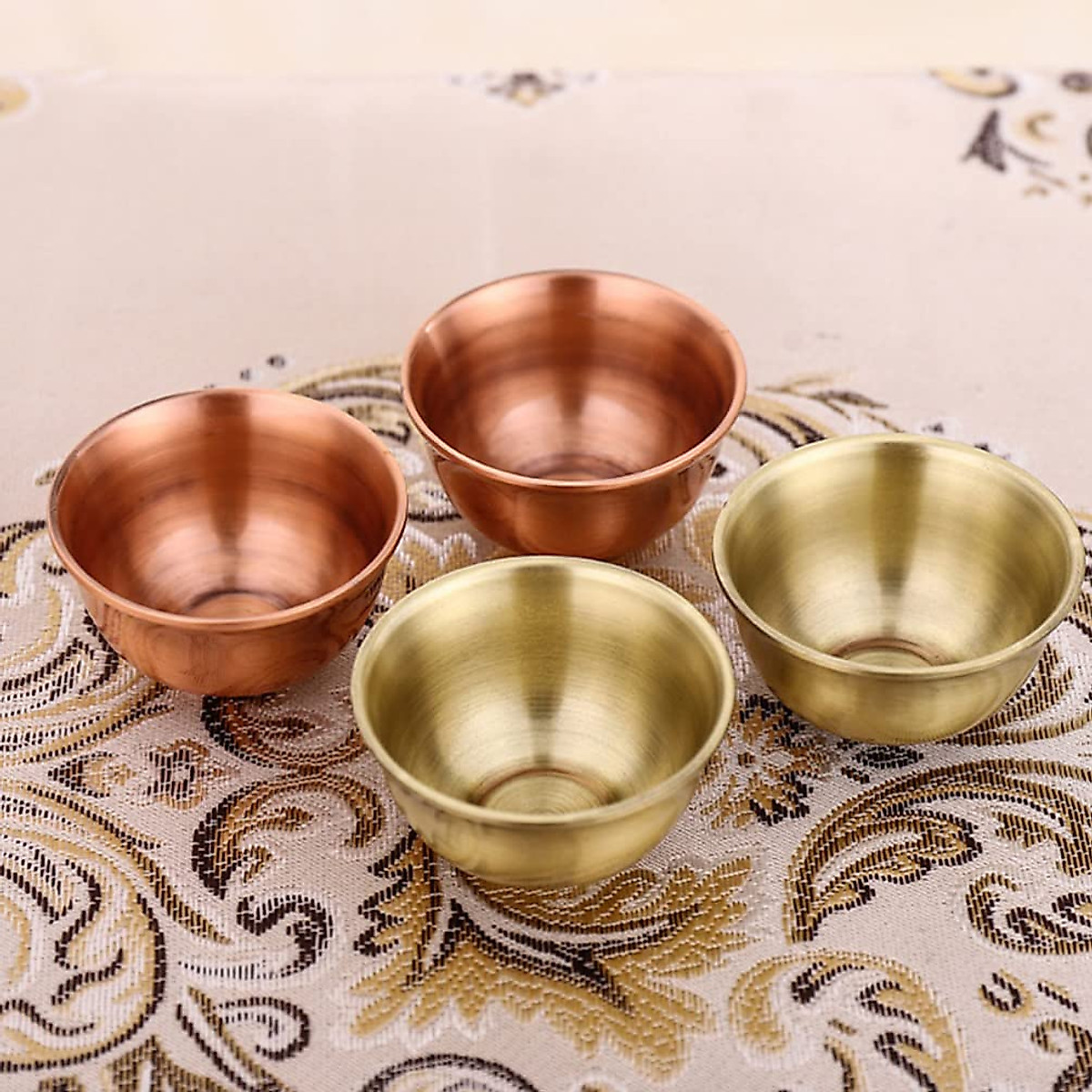 Vintage Tea Wine Drinking Cup: 2pcs Tea Bronze Cup Sake Cup Retro Sip Wine Cup Small Champagne Drinking Cup Chalices Gold Tea Mug