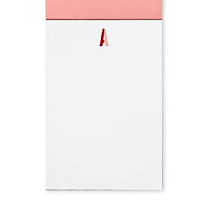 Kate Spade New York Initial Notepad, Paper Pad with 100 Blank Sheets, 7" x 4.75" Small Writing Pad for Desktop Notes, A (Pink)