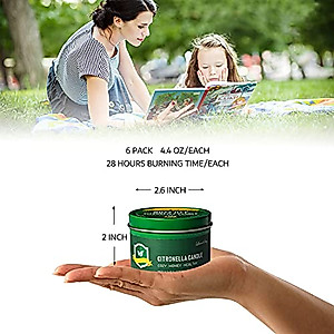 LucaSng Citronella Candles Outdoor Indoor 4.4 OZ 6 Pack 150 Hours Outside for Party Hiking Camping Patio BBQ Deck Lanai Garden Yard Home Balcony