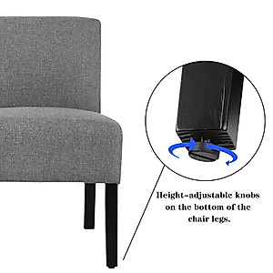 BLKMTY Accent Chair Living Room Chairs Modern Vanity Chair Dining Room Chairs with Curved Backrest and Wood Legs Armless Side Lounge Chair Fabric Accent Chairs for Living Room Bedroom, Grey