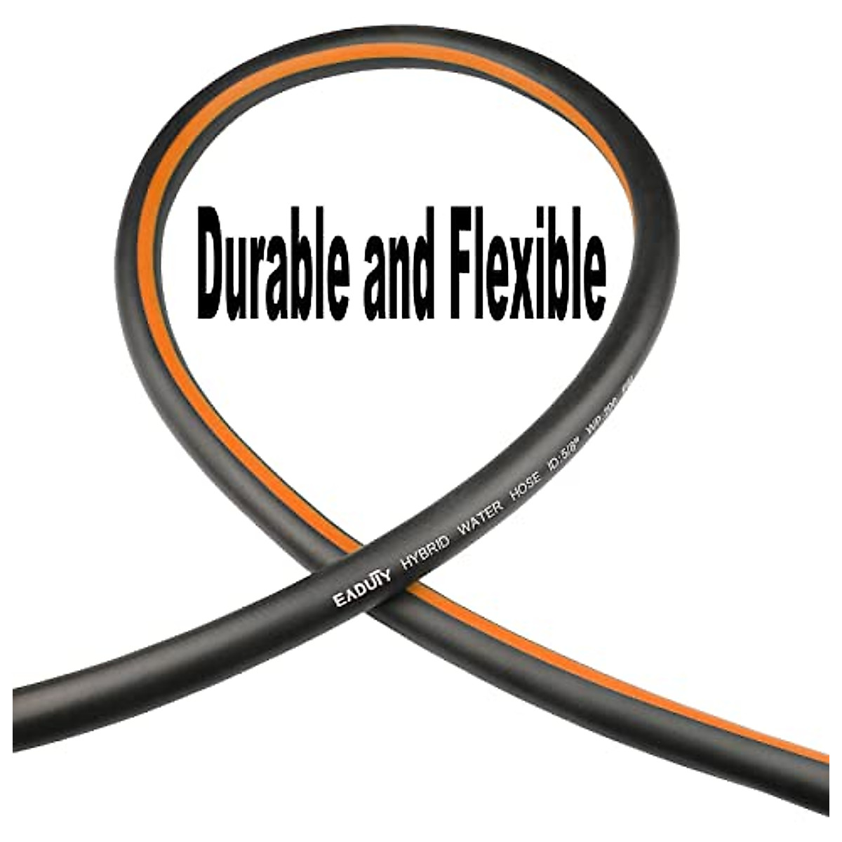 EADUTY Hybrid Lead In Garden Hose 5/8 IN. x 6 FT, Heavy Duty, Lightweight, Flexible with Swivel Grip Handle and Solid Brass Fittings, Gray+Orange