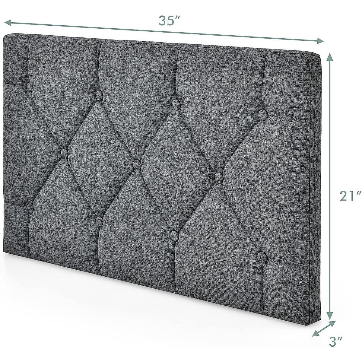 HOMGX Upholstered Twin/Twin XL Headboard, Linen Tufted Button Headboard for Bedroom & Guest Room, Wall-Mounted Single Headboard, Includes Connecting Device