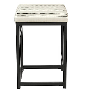 HomePop Home Decor | Modern 24-Inch Counter Stool | Backless Metal Frame Bar Stools Counter Height | Decorative Home Furniture, Black and White Stripe