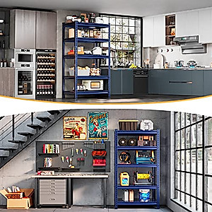 REIBII Garage Shelving Heavy Duty Storage Shelves Loads 1690 LBS, Adjustable Metal Shelving Units and Storage Metal Shelves for Storage Rack Shelf for Garage,Basement 32" W x 17" D x 72" H,Blue