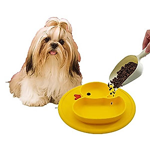 AHEGAS Dog Food Bowl Dog Cat Meal Plate Sub-Grid Silica Gel Suction Cup Food Bowl Multifunctional One-Piece Water Container Outdoor Portable Foldable ( Color : Blue )