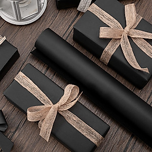 MIMUTI Black Kraft Wrapping Paper - Solid Color Wrapping Paper Perfect for DIY Making, Wedding, Birthday, Christmas, Kids Art Kraft Projects - 17 Inches x 33 Feet