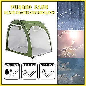 AVIIN 4 or 5 Bike Tent Heavy Duty, 210D Silver-Plated Oxford Extra Thick Waterproof & Sunproof Large Outdoor Bikes Storage Shed for Mountain Bicycle, Motorcycle, Garden Repair Tool, Lawn Mower, Green