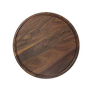 Refine Kitchenware Large Walnut Personalized Circle Board with Juice Groove, 18 Inch Round Personalized Cheese Board, Round Charcuterie Board | 100% Made in the USA