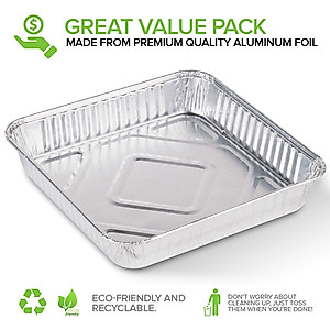 Stock Your Home 9x9 Aluminum Foil Pans - 8.75" L Rim (30 Pack) Square Tins for Toaster Oven- Cooking Lasagna, Casserole, and doing Food Prep - Disposable Baking Pan for Cake or Brownie Dish
