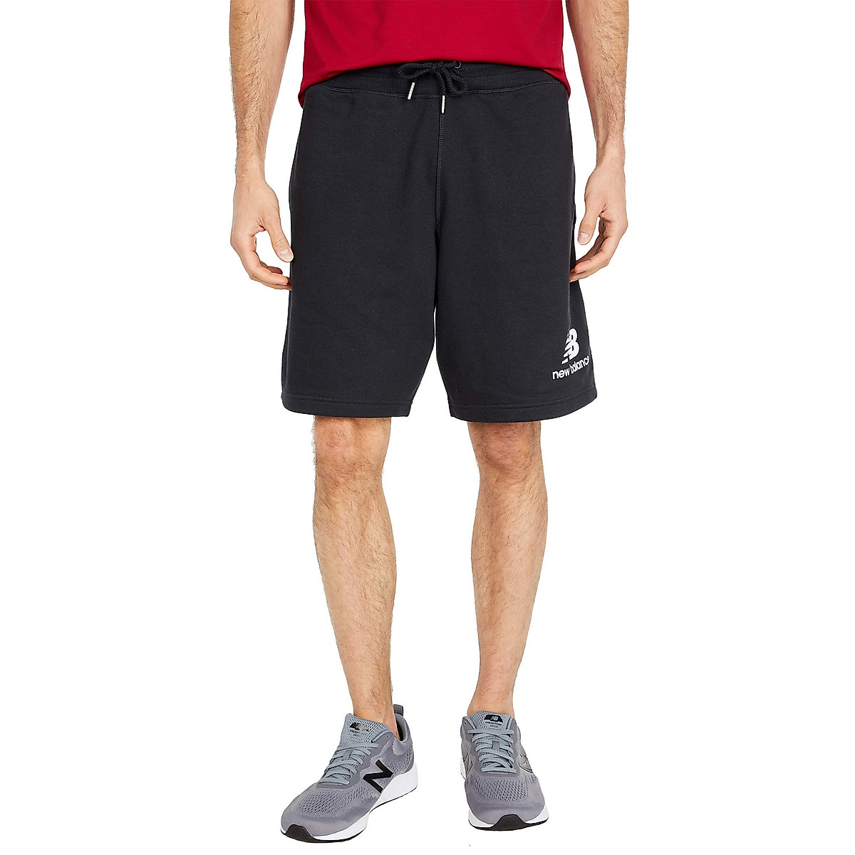 New Balance Men's NB Essentials Stacked Logo Short, Black , Large