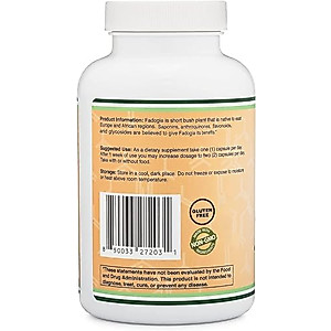Fadogia Agrestis 600mg Per Serving (180 Capsules) Powerful Extract to Support Athletic Performance (Third Party Tested, Non-GMO, Vegan, Gluten Free) by Double Wood