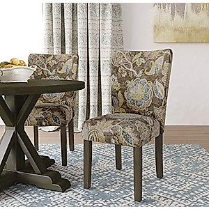HomePop Parsons Classic Upholstered Accent Dining Chair, Set of 2, Multicolor Gray Floral