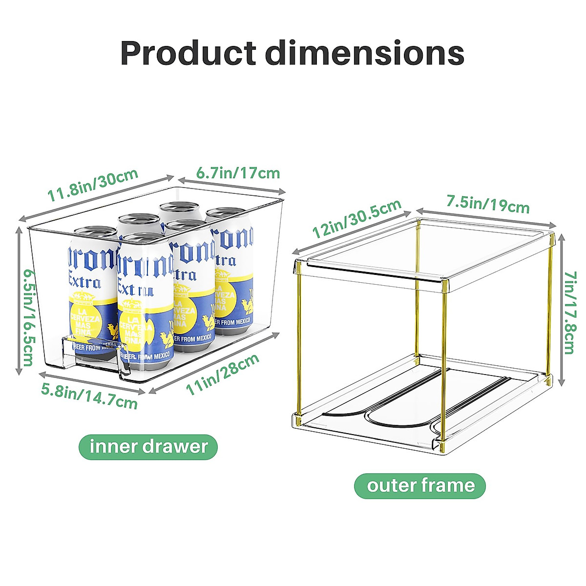 4Pack Large Stackable Kitchen Storage Drawers Multi-purpose under Sink Acrylic Drawers Organizers Clear Drawer Organizers Bins with Handles for Bathroom Kitchen Pantry