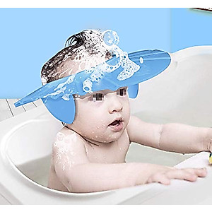 3Pcs Baby Shower Cap Soft Adjustable Bathing Shampoo Hat with Ear Protection Bath Protection Cap Children Wash Hair Sheet Hats (Random Color)