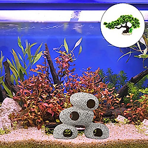 STOBOK Artificial Pine Tree Pets Plastic Plants Aquarium Bonsai Tree Rock Bonsai Ornament for Aquarium Fish Tank