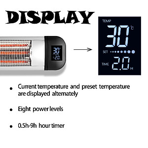 SWYDDY Electric Patio Heater,Wall-Mounted/Ceiling/Standing Heater for garage porch yard, Space Infrared Heater with Tip-Over Protection,2000W-FastHeating,Remote Control